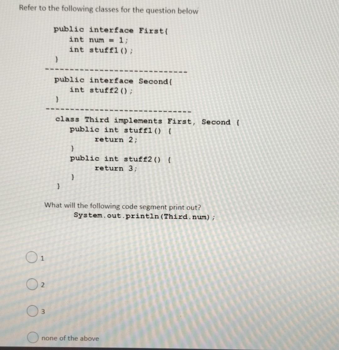 Solved Refer to the following classes for the question below | Chegg.com