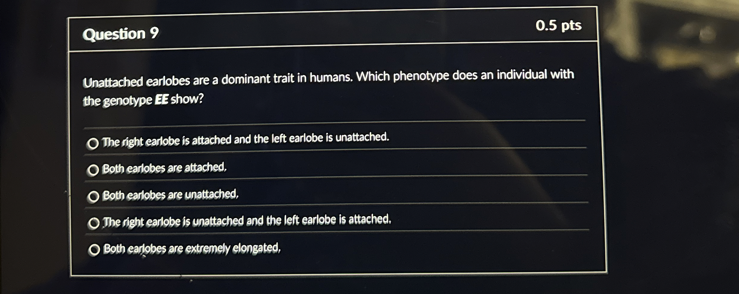 Solved Question 90.5 ﻿ptsUnattached earlobes are a dominant | Chegg.com