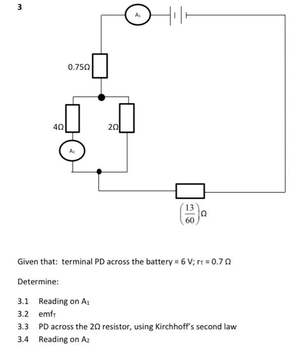 Solved Determine: 1.1 reading on A1 1.2 PD across the 4/7Ω | Chegg.com