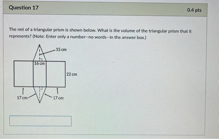 Solved The net of a triangular prism is shown below. What is | Chegg.com
