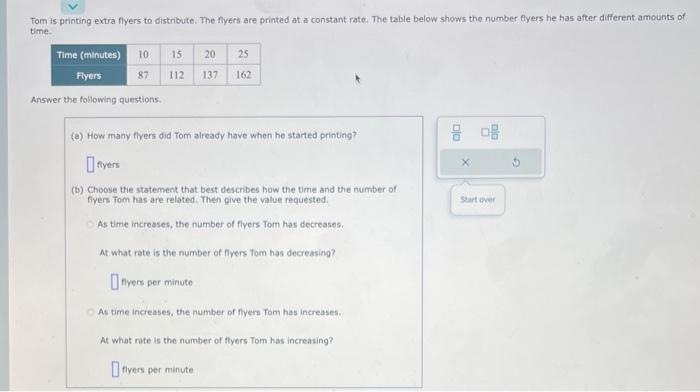 Solved Tom is printing extra flyers to distribute. The | Chegg.com