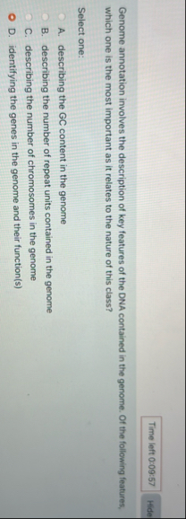 Solved Genome annotation involves the description of key | Chegg.com