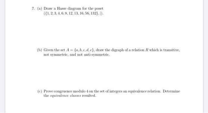 Solved 7. (a) Draw a Hasse diagram for the poset ({1, 2, 3, | Chegg.com