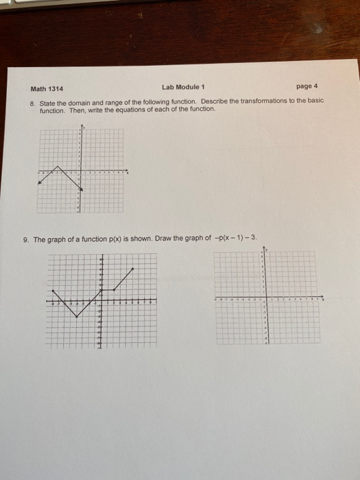 Solved Math 1314 Lab Module 1 page 4 8. State the domain and | Chegg.com