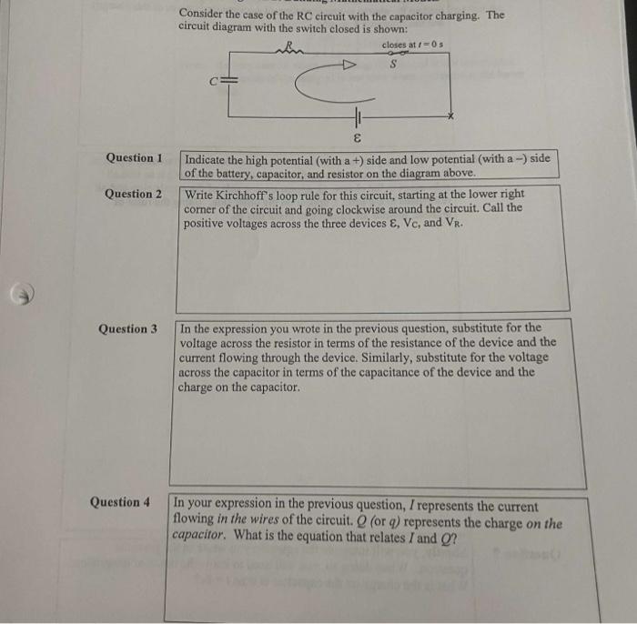 Solved Consider the case of the RC circuit with the | Chegg.com