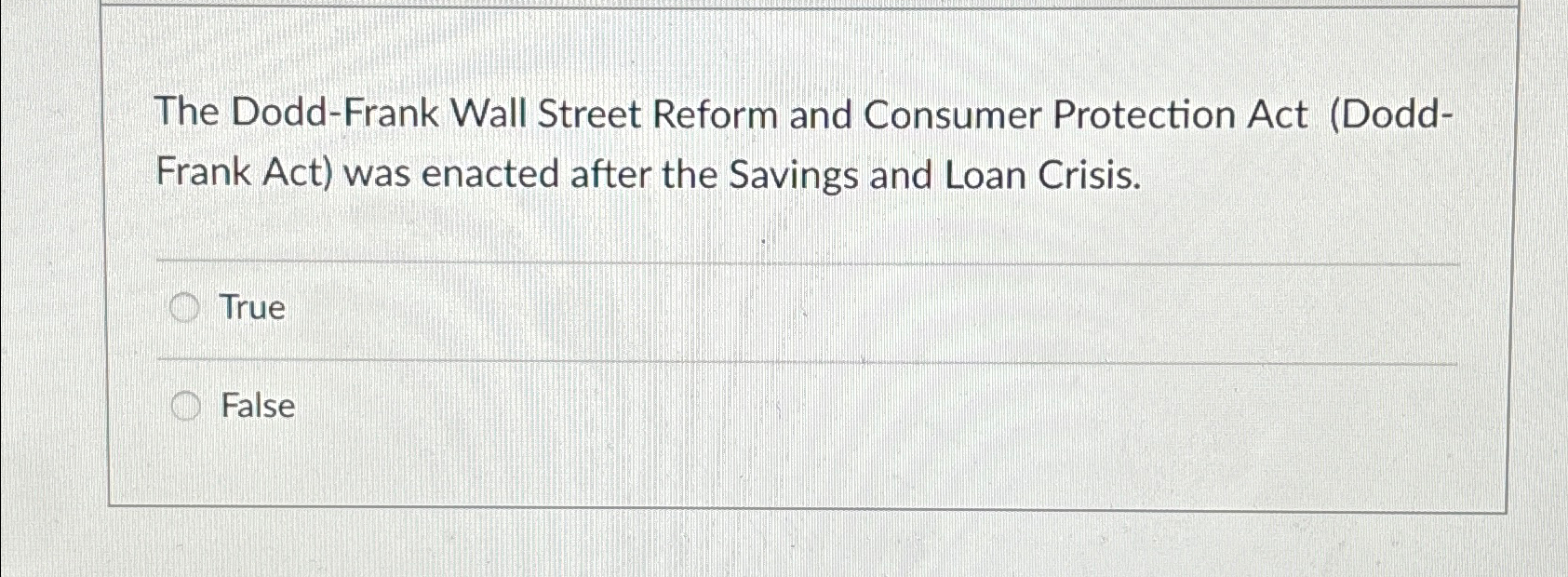 Solved The Dodd-Frank Wall Street Reform and Consumer | Chegg.com
