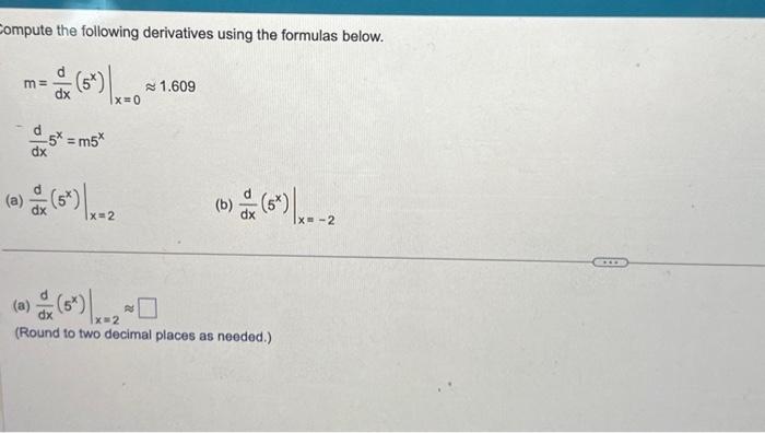 Solved Compute the following derivatives using the formulas | Chegg.com