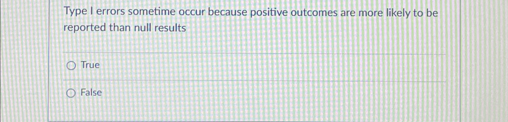 Solved Type I errors sometime occur because positive | Chegg.com