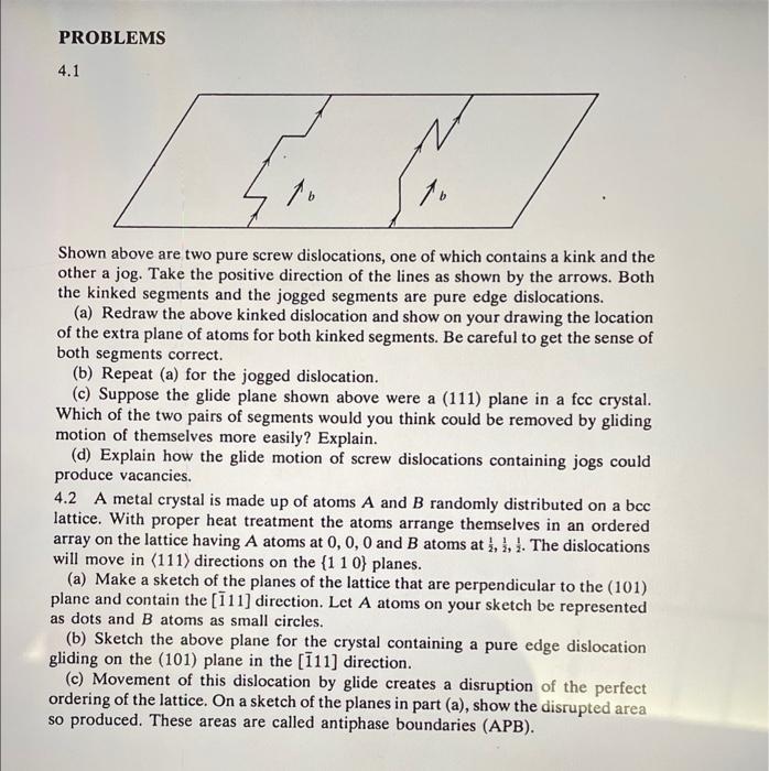 Solved PROBLEMS 4.1 Shown above are two pure screw | Chegg.com
