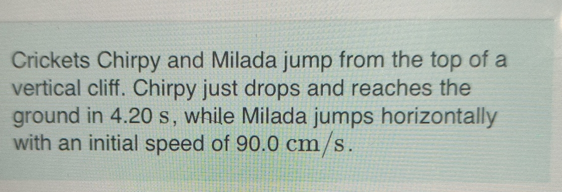 Solved Crickets Chirpy And Milada Jump From The Top Of A
