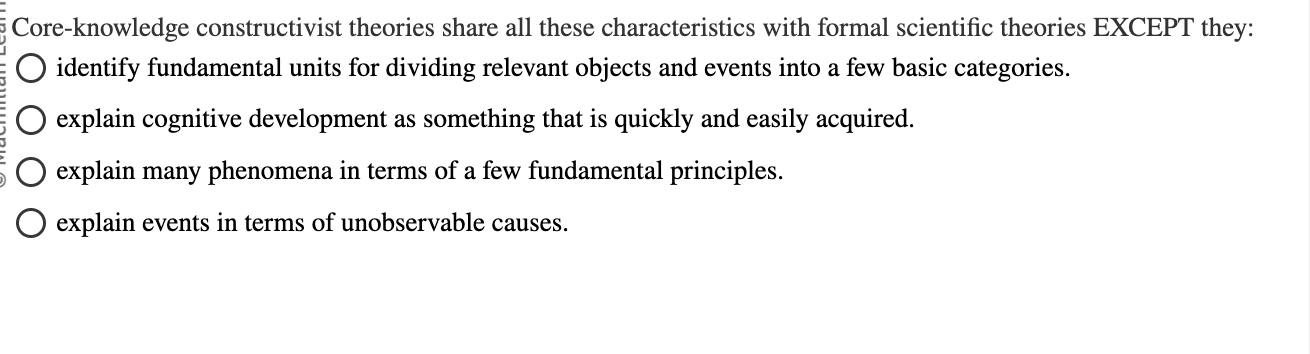 Solved Core-knowledge constructivist theories share all | Chegg.com