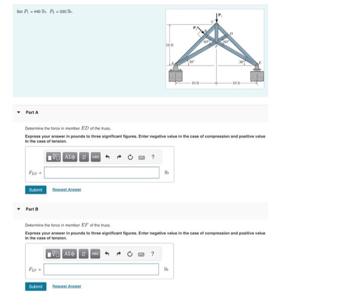 Solved Part A Deternine the force in merrber ED of the | Chegg.com