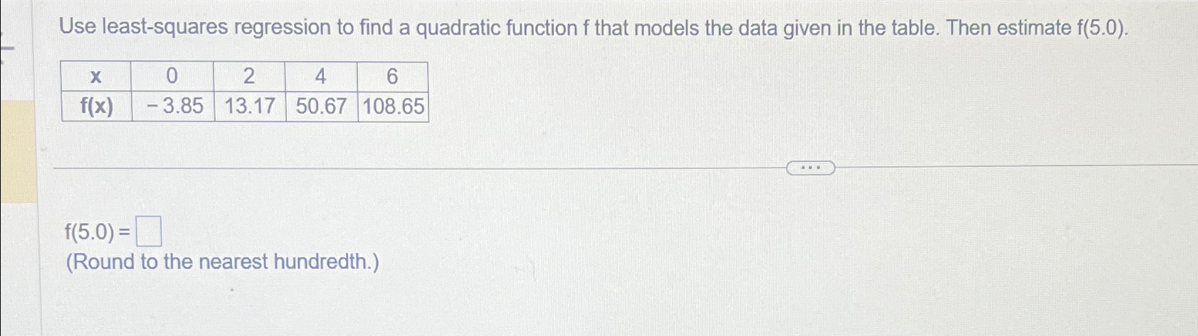 Solved Use least-squares regression to find a quadratic | Chegg.com