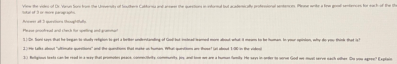 Solved total of 3 ﻿or more paragraphs.Answer all 3 | Chegg.com