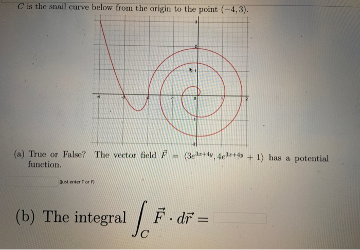 Solved C is the snail curve below from the origin to the | Chegg.com