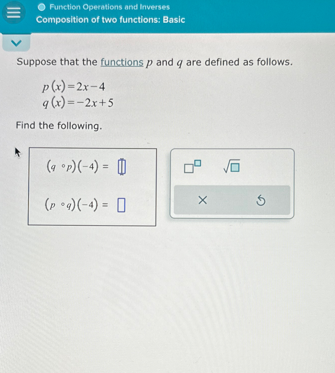 Solved Function Operations and InversesComposition of two | Chegg.com