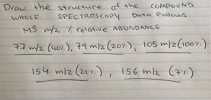 Solved Draw the structure of the COMPOUND WHOSE SPECTROSCOPY | Chegg.com
