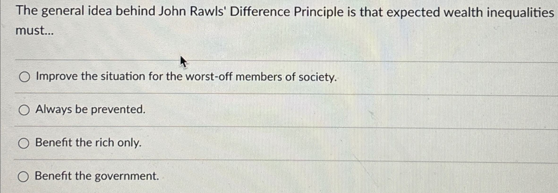 Solved The general idea behind John Rawls' Difference | Chegg.com