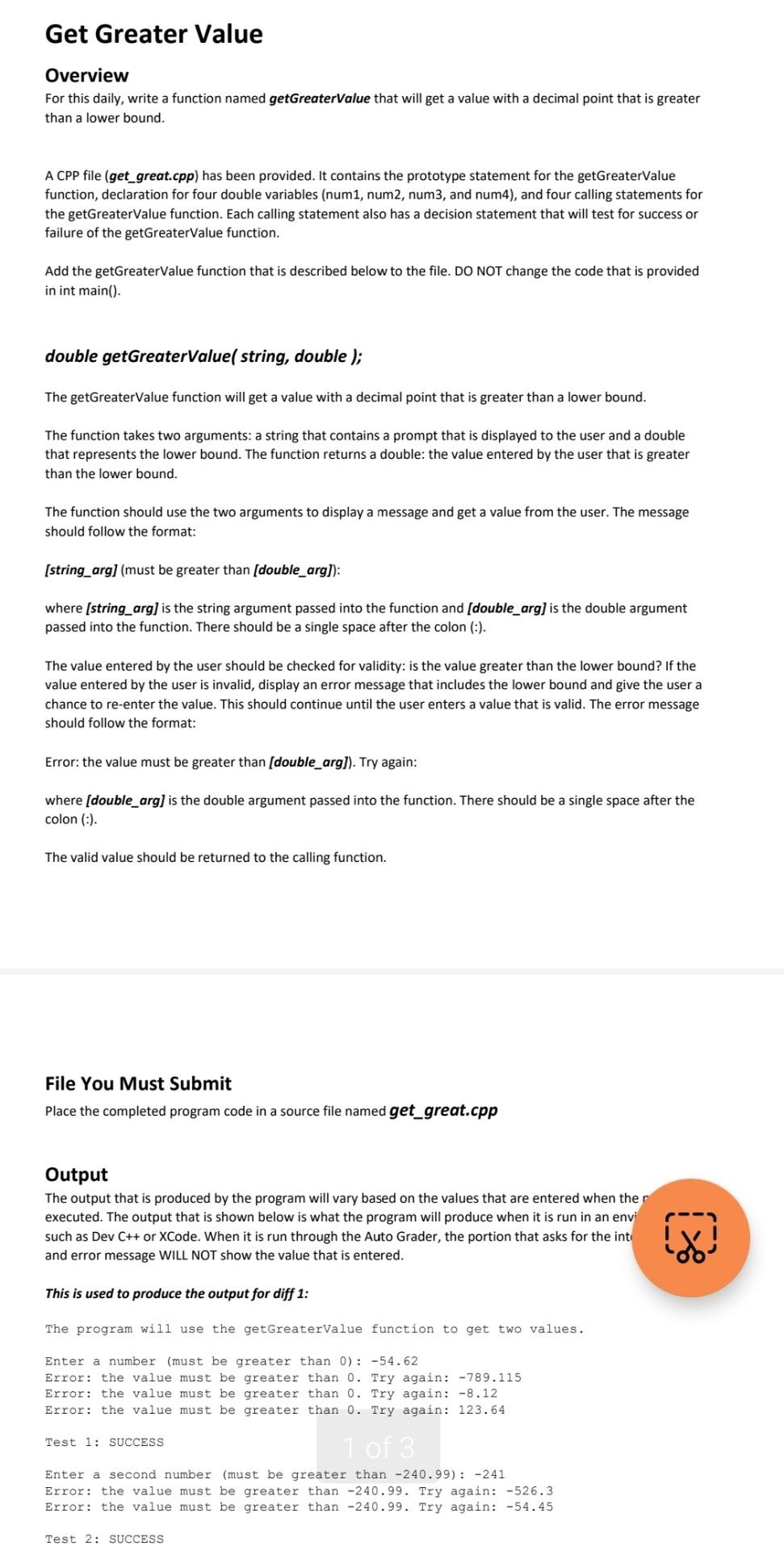 Solved Get Greater Value Overview For this daily, write a | Chegg.com