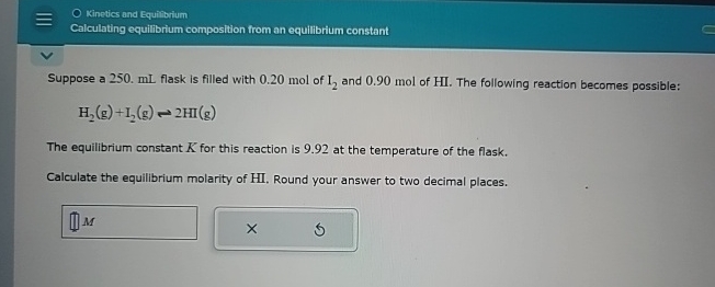 Solved Kinetics and EquilibriumCalculating equilibrium | Chegg.com