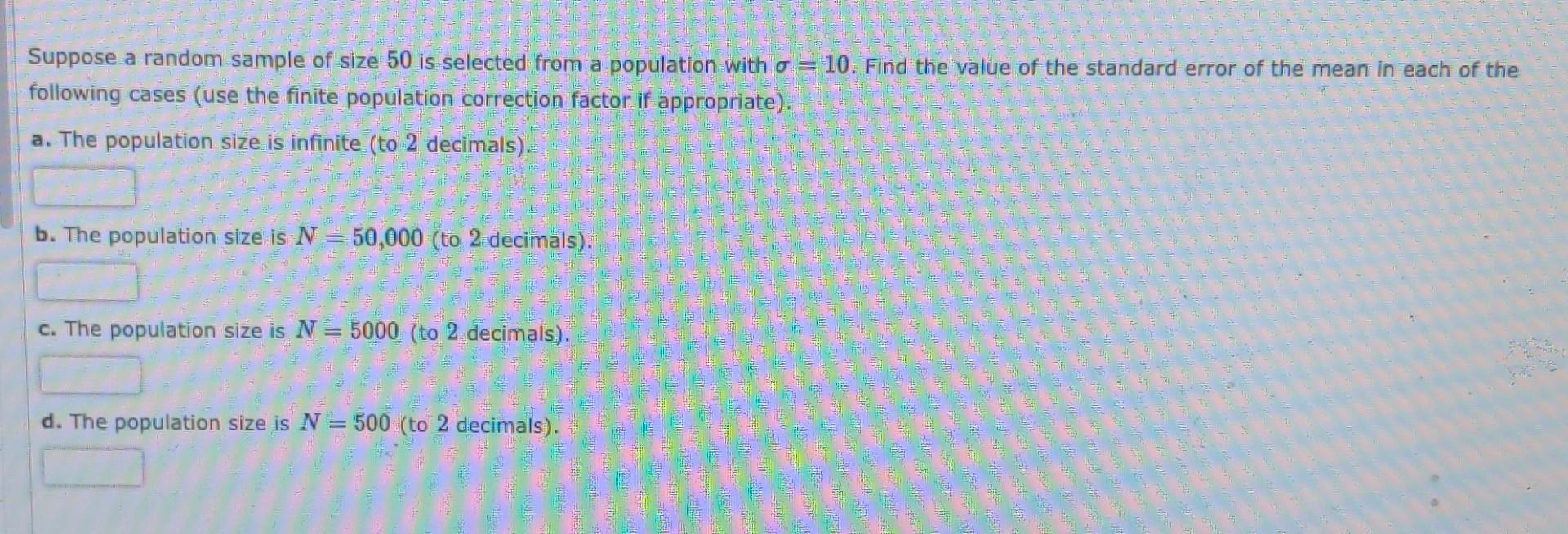 Solved Suppose a random sample of size 50 is selected from a | Chegg.com
