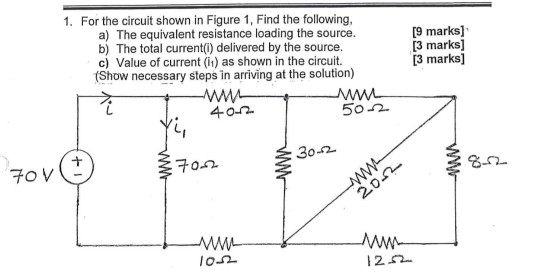 Solved 1. For the circuit shown in Figure 1. Find the | Chegg.com