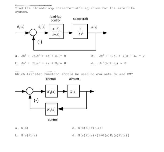 Solved Find the closed-loop characteristic equation for the | Chegg.com