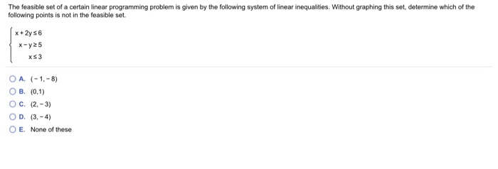 Solved The feasible set of a certain linear programming | Chegg.com