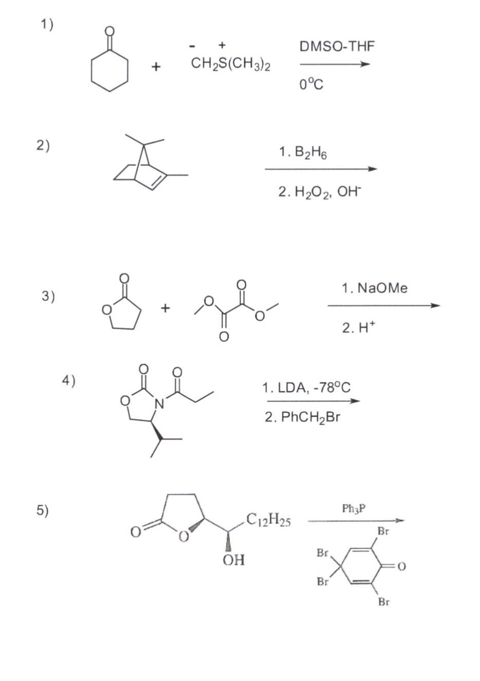 Solved 1) 2) 3) 1. NaOMe 2. H+ 4) 5)6) 7) y−CH2CO2H+CH2 N2 | Chegg.com
