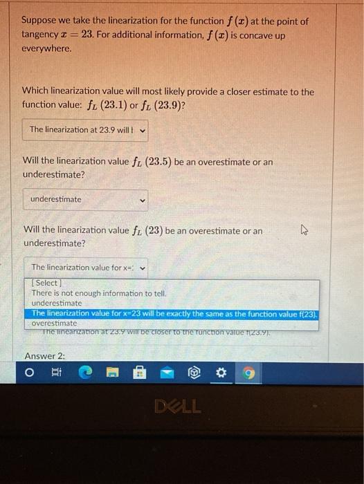 Solved Suppose we take the linearization for the function f | Chegg.com