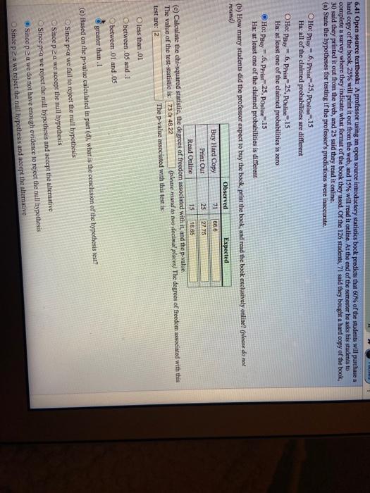Solved 6.41 Open source textbook: A professor using an open | Chegg.com