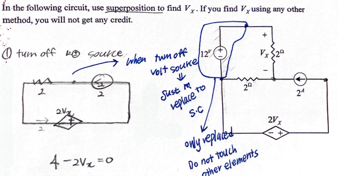 Solved In the following circuit, use superposition to find | Chegg.com