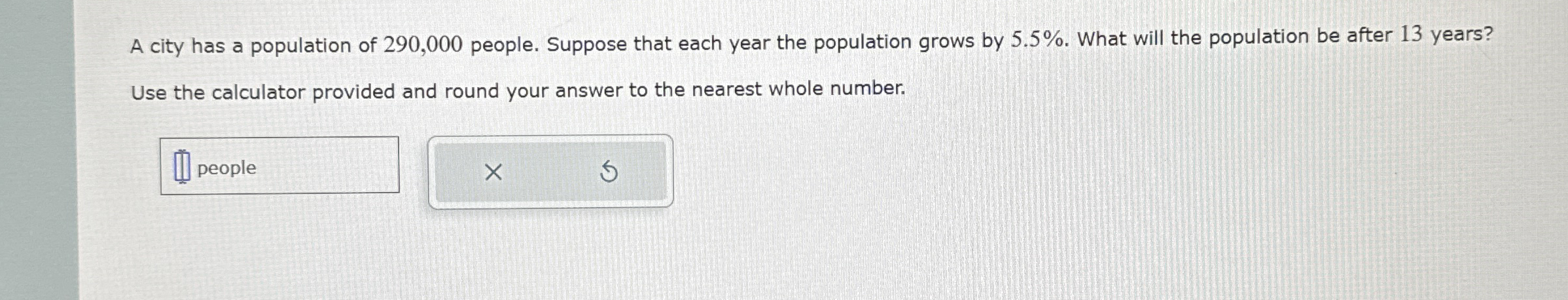 Solved A city has a population of 290,000 ﻿people. Suppose | Chegg.com