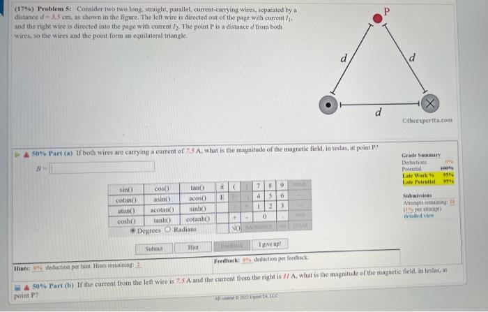 Solved (174ia) Problem 5: Consider two two long, straight, | Chegg.com Solved (174ia) Problem 5: Consider two two long, straight, | Chegg.com