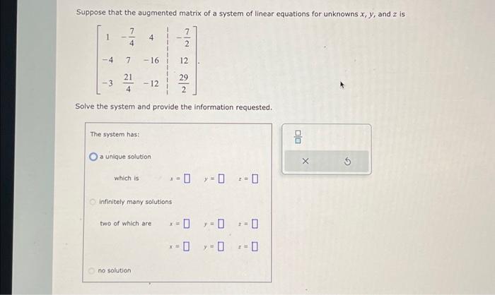 Solved Suppose that the augmented matrix of a system of | Chegg.com