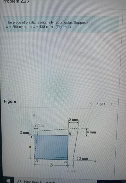 Solved Problem 2.23 The piece of plastic is originally | Chegg.com