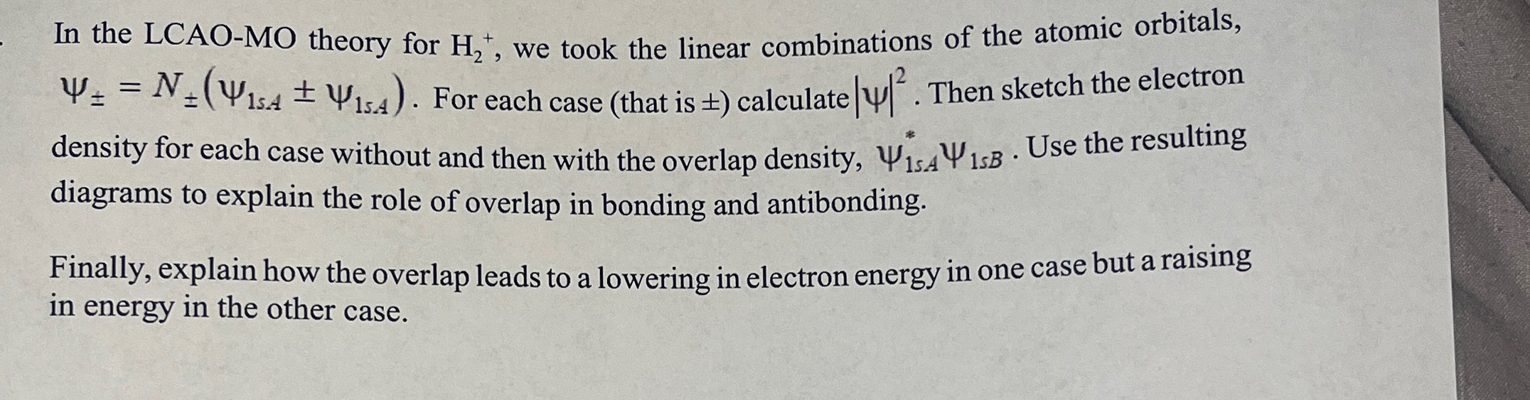 Solved In The Lcao Mo Theory For H2 ﻿we Took The Linear