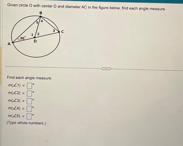 Solved Given circle O with center D and diameter AC in the | Chegg.com
