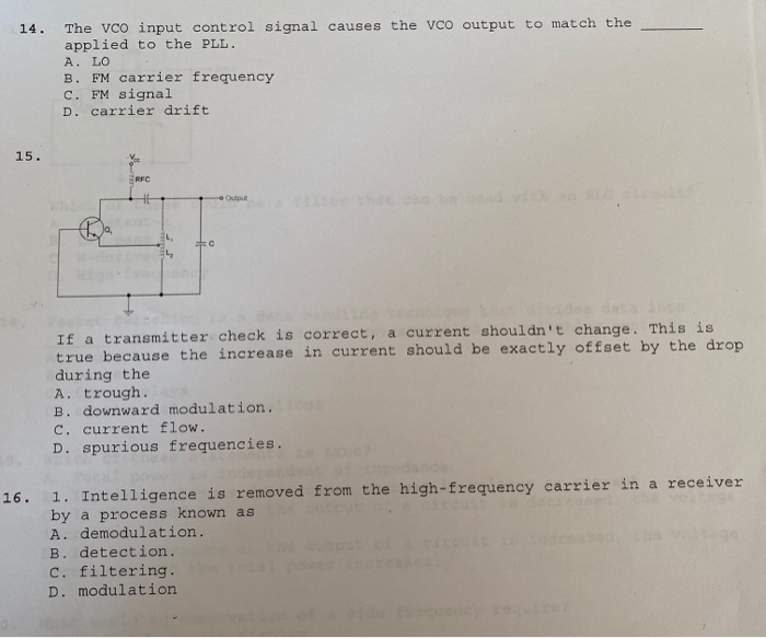 Solved 14. The vco input control signal causes the vco | Chegg.com