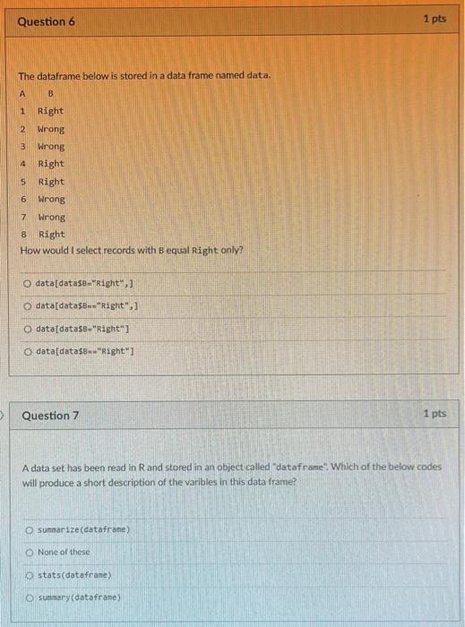 Solved The dataframe below is stored in a data frame named | Chegg.com
