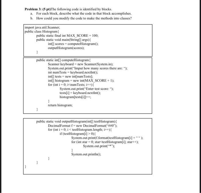 Solved Problem 3: (5 pt)The following code is identified by | Chegg.com