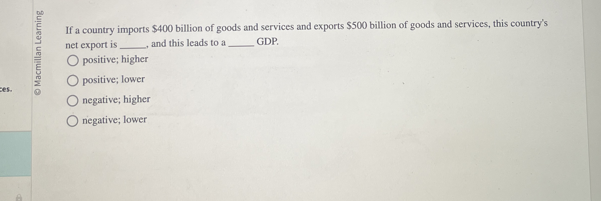 Solved If a country imports $400 ﻿billion of goods and | Chegg.com