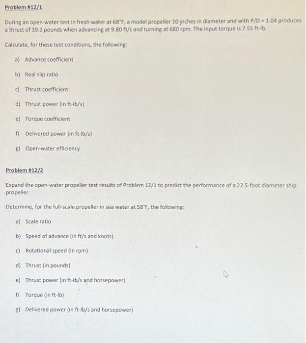 Solved During an open-water test in fresh water at 68∗ F, a | Chegg.com