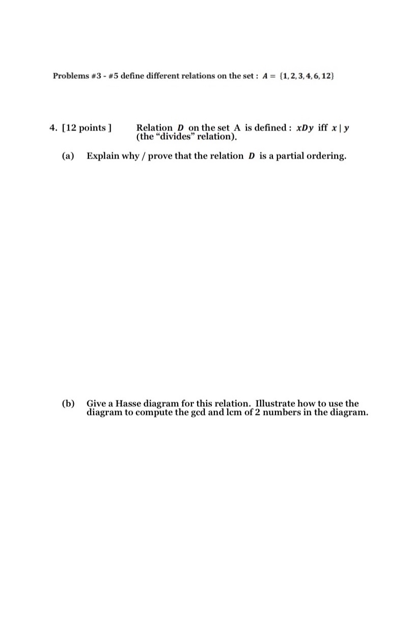Solved Problems #3 - ﻿#5 ﻿define different relations on the | Chegg.com
