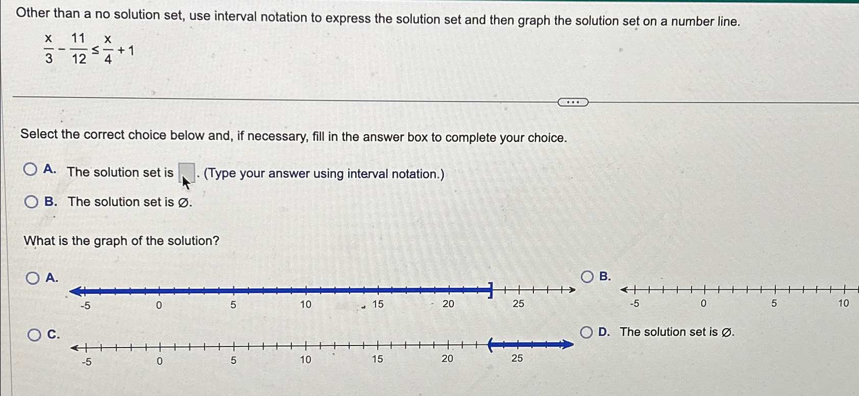 Solved Other than a no solution set, use interval notation | Chegg.com