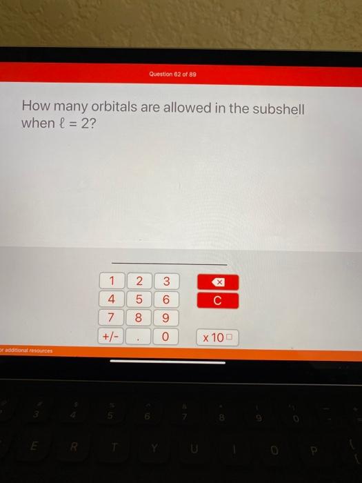 Solved Question 62 of 89 How many orbitals are allowed in | Chegg.com
