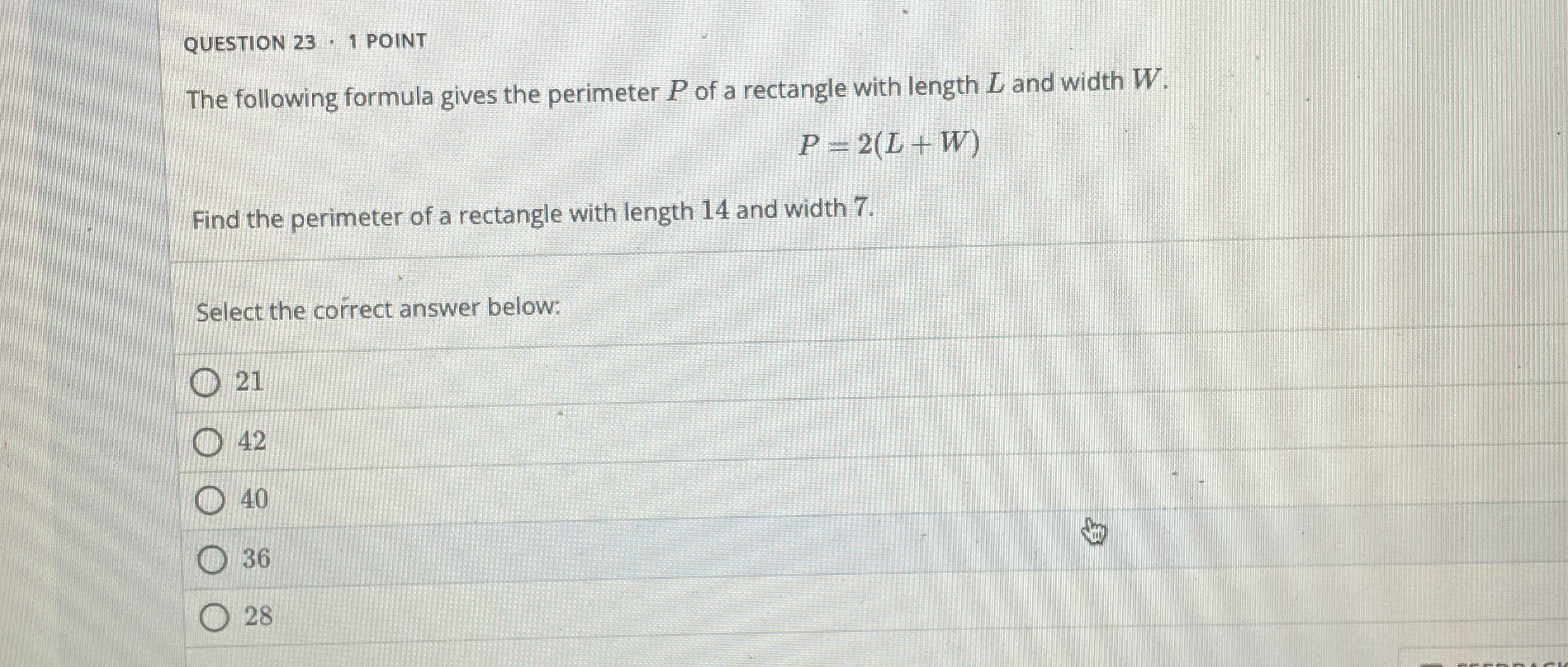 Solved QUESTION 23 - 1 POINTThe following formula gives the | Chegg.com Solved QUESTION 23 - 1 POINTThe following formula gives the | Chegg.com
