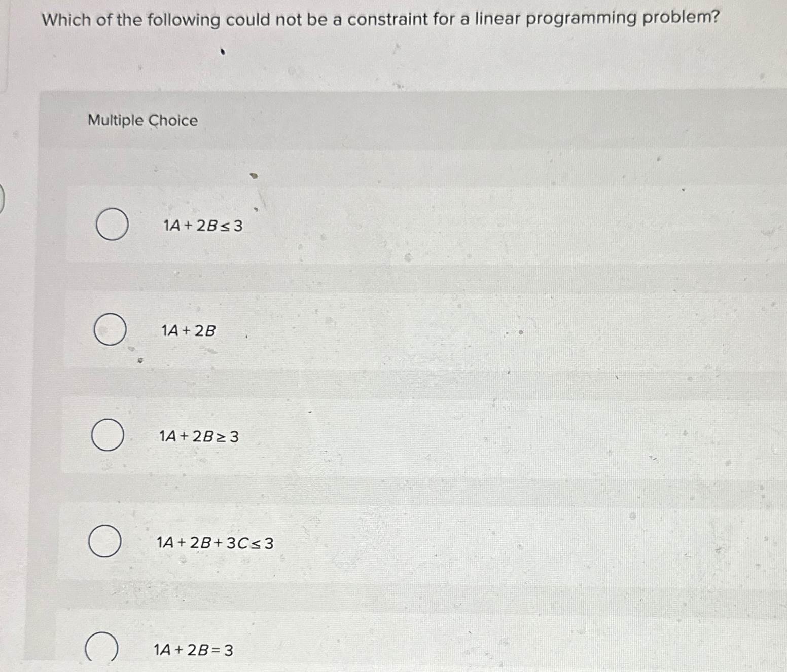 Solved Which of the following could not be a constraint for | Chegg.com