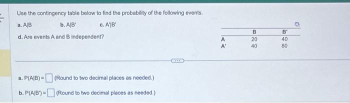 Solved Use the contingency table below to find the | Chegg.com