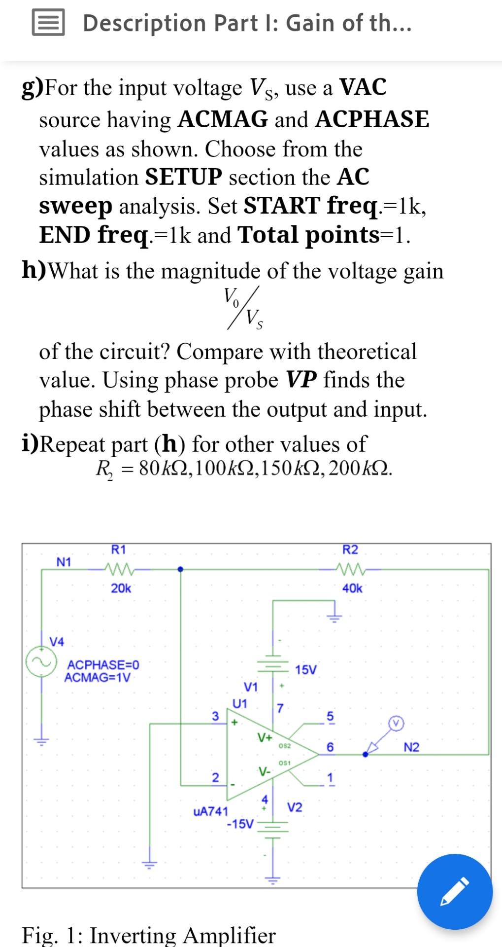 Solved Experiment IV: Wien-Bridge Oscillator Using OPAMP | Chegg.com